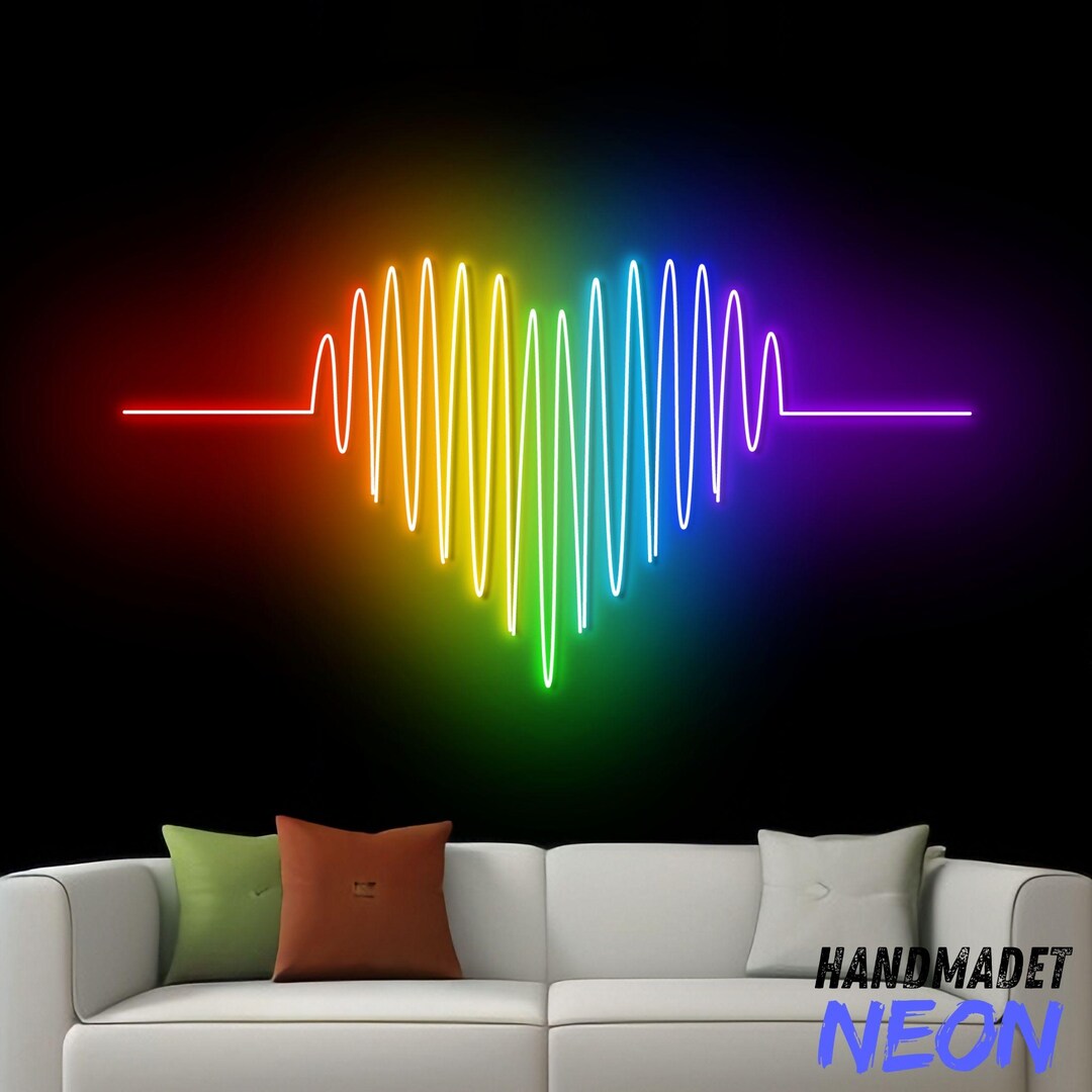 LGBT Heart Cardiogram Neon Sign, Heart Beat Led Sign, LGBT Neon Light ...