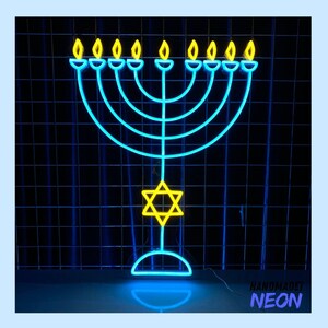 Menorah Neon Sign, Jewish Holiday Led Sign, Hanukkah Neon Light ...