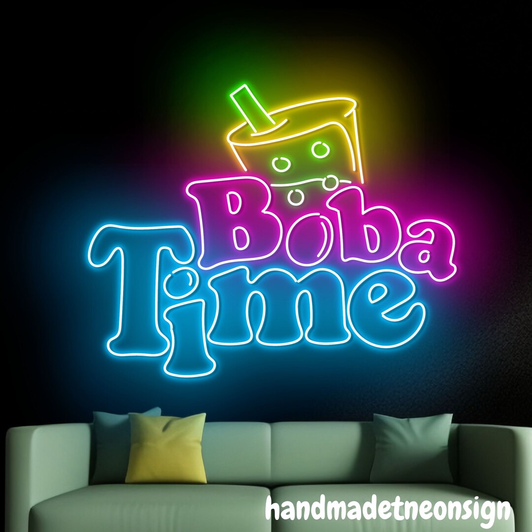 Boba Time Neon Sign, Milk Tea Led Sign, Boba Tea Neon Light, Bubble Tea ...