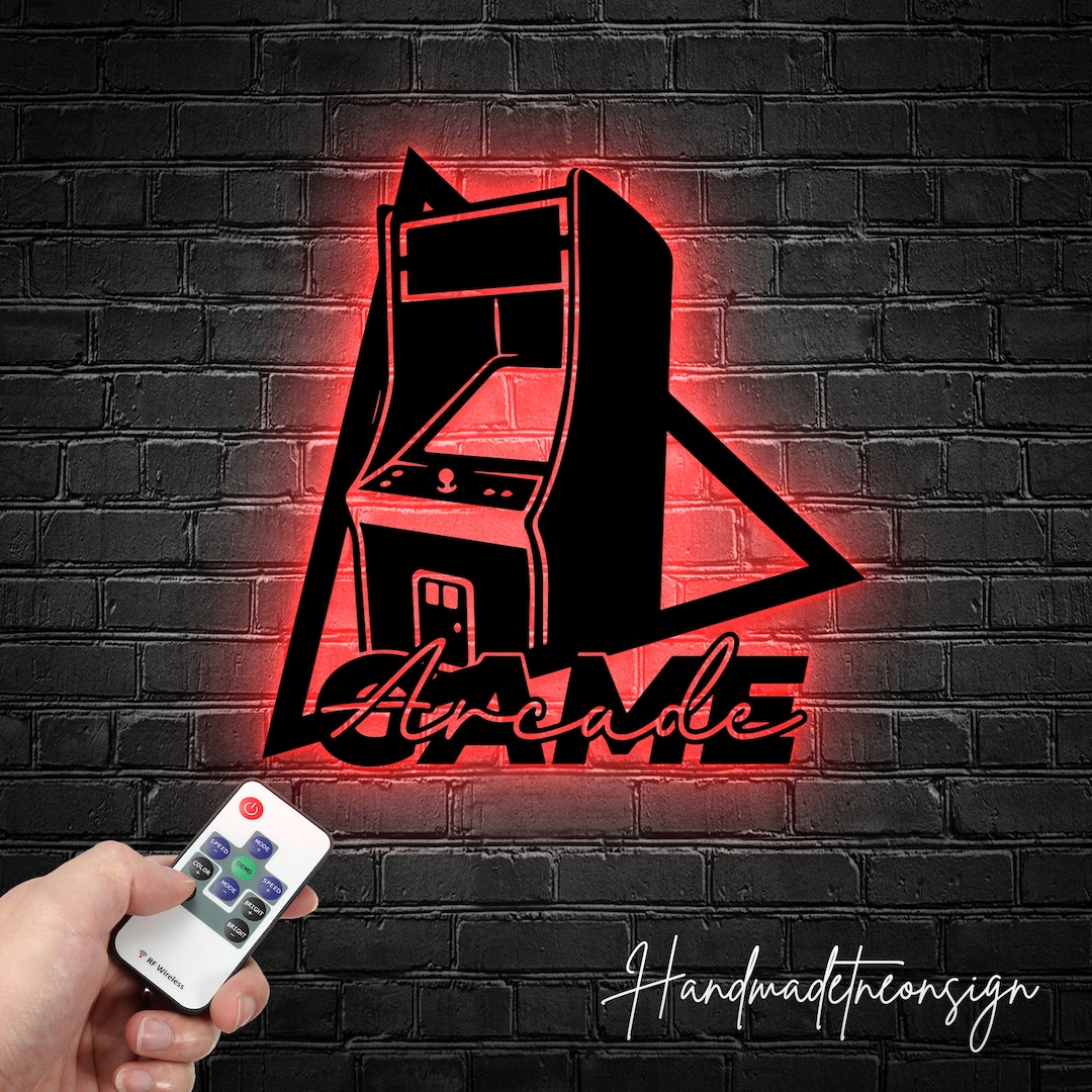 Personalized Game Arcade Metal Wall Art Led Light, Custom Game Player ...