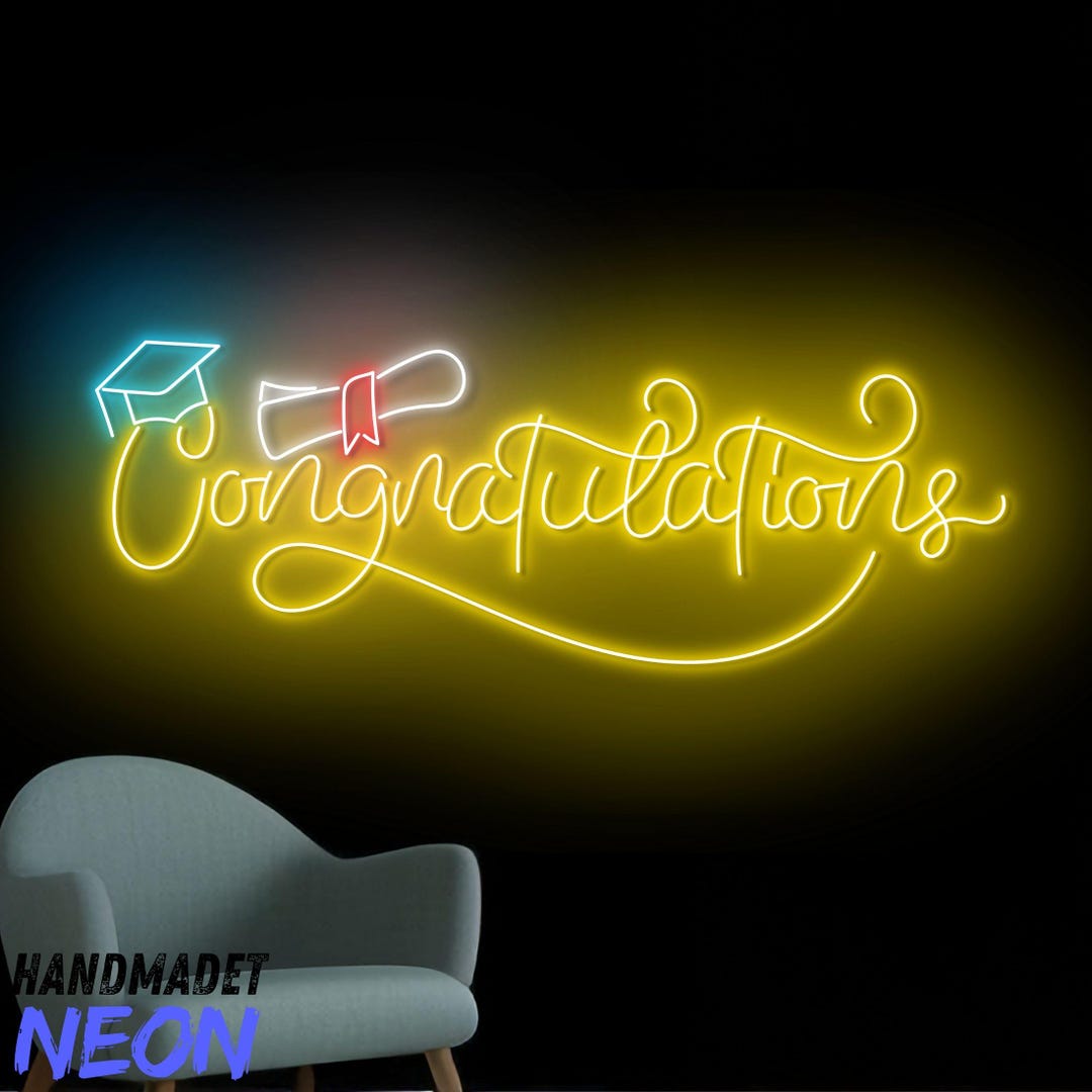 Congratulations Neon Sign, Congrats Led Sign, Graduate Led Light, Neon ...