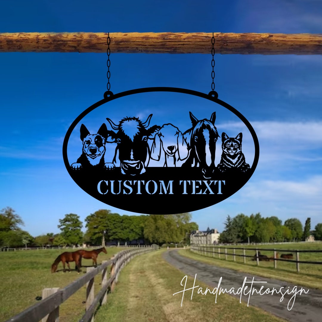 Custom Outdoor Farm Metal Sign Hanging - Personalized Outdoor Farm Name ...