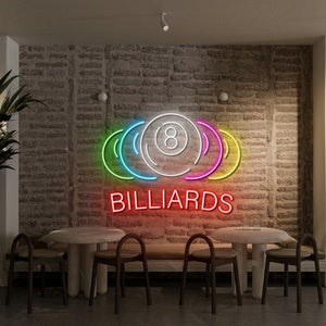 8 Ball Billiards Led Sign, Billiards Neon Sign, Wall Decor, 8 Ball Neon ...