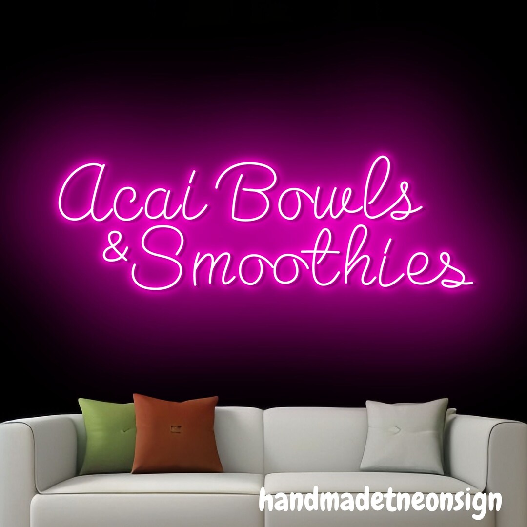 Acai Bowls & Smoothies Neon Sign, Smoothie Fruit Led Sign, Acai Bowl ...