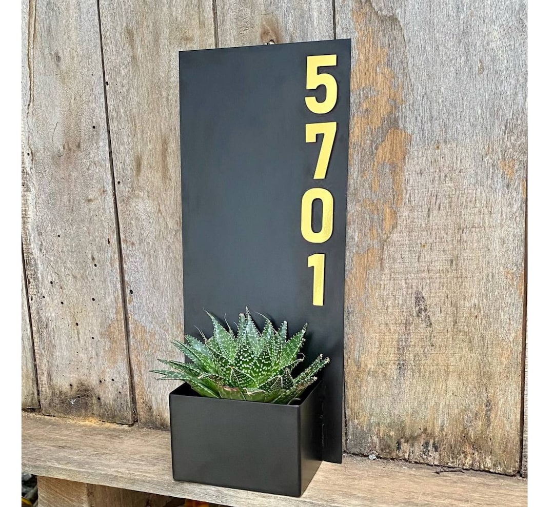 Personalized Succulent Planter House Number Sign, Succulent Box Metal ...