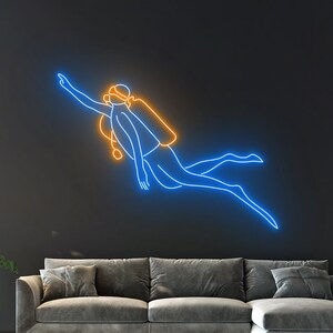 Scuba Diver Neon Sign, Scuba Diver Neon Light, Diving Mask & Duck ...