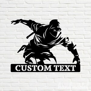 Custom Ninja Metal Wall Art LED Light, Ninja Metal Sign, Ninja Metal ...