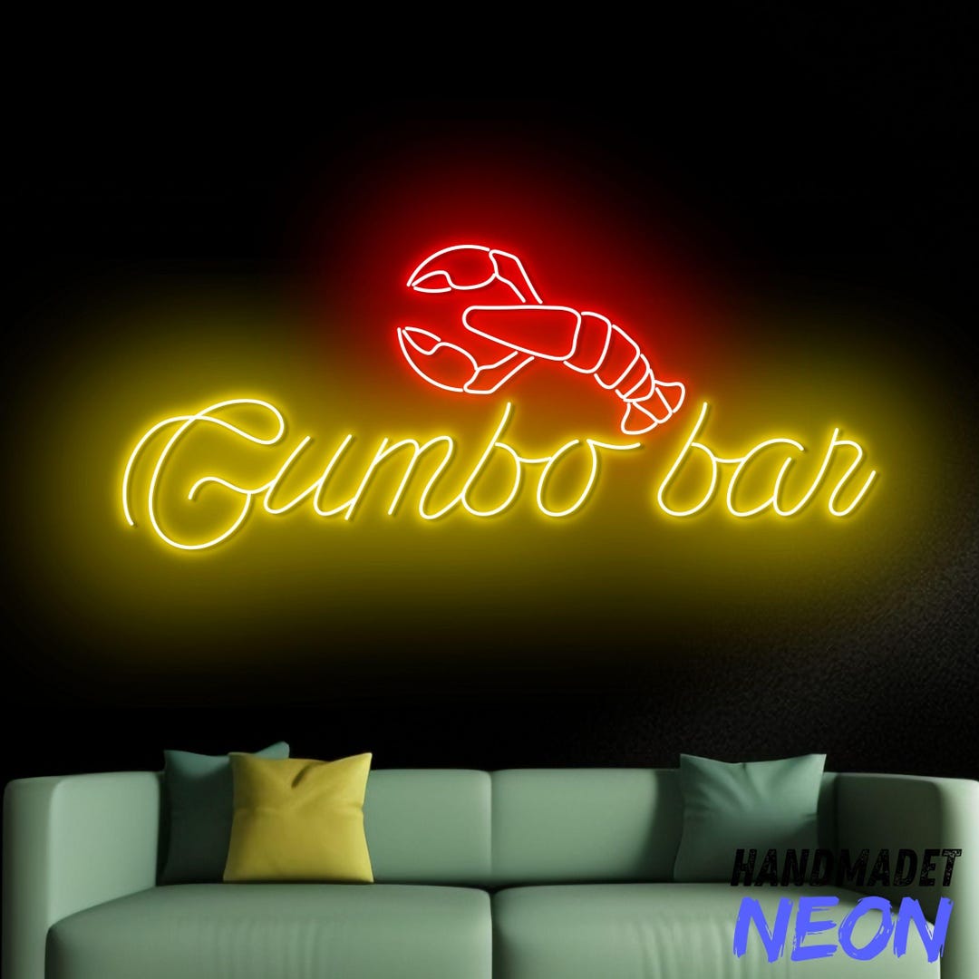 Gumbo Bar Neon Sign, Shrimp Gumbo Mexico Led Sign, Gumbo Food Led Light ...
