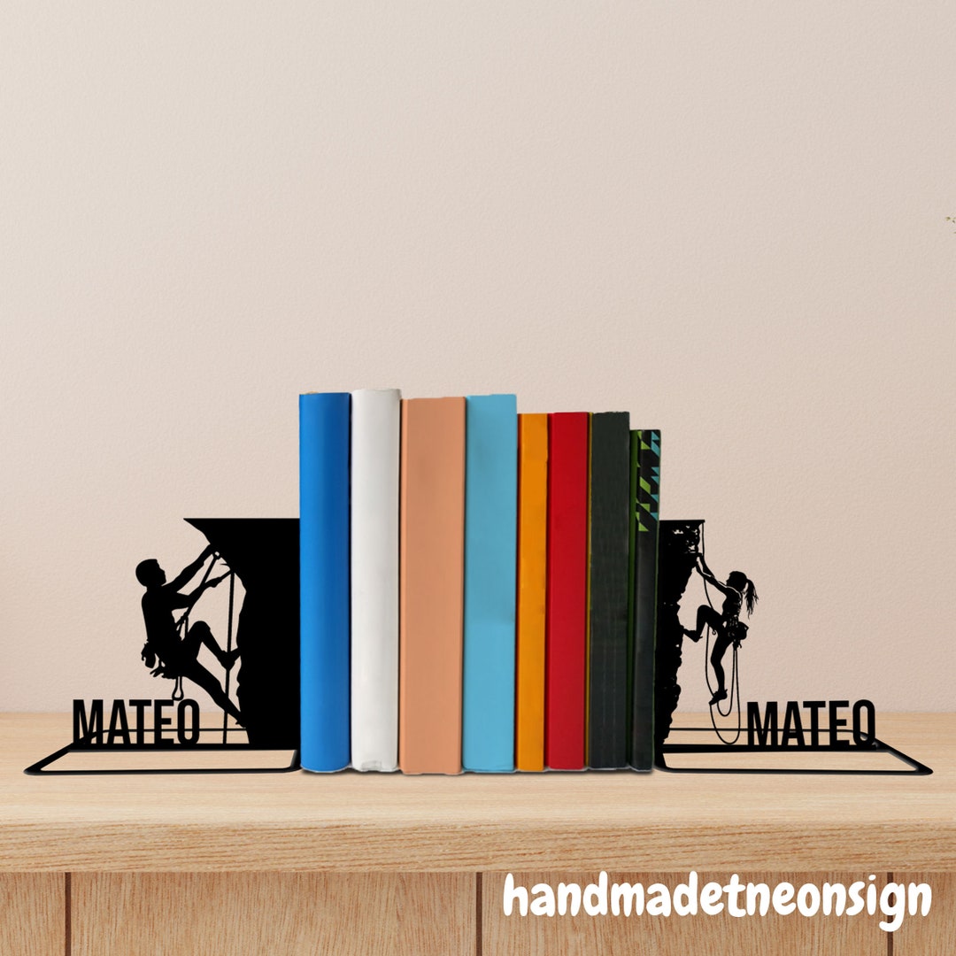 Custom Climber Metal Bookends Climber Name Bookend, Climbing Mountain ...