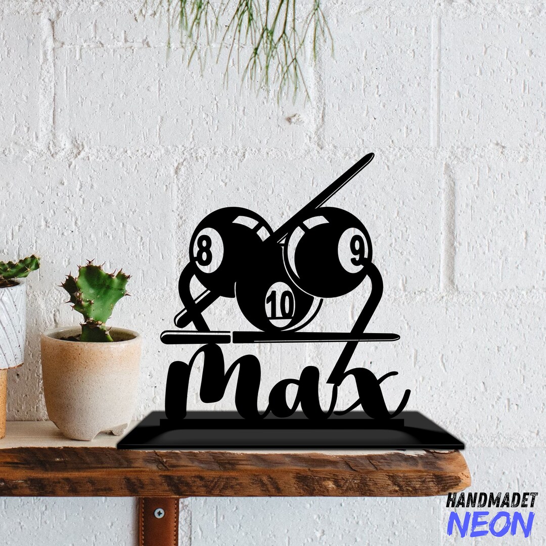 Custom Billiards Table Decor Billiard Ball Metal Shelf Decor Home ...