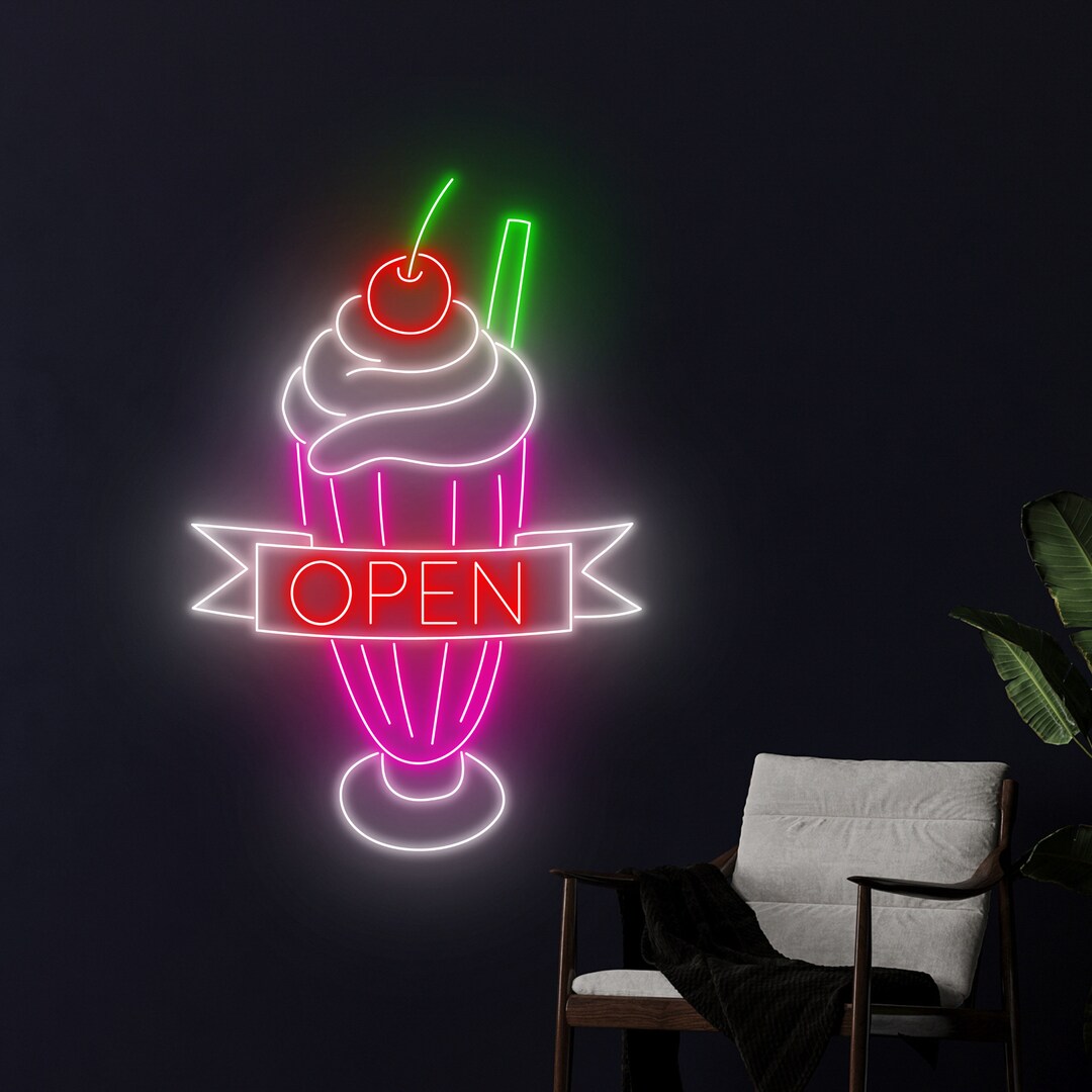 Milkshake Open Neon Led Sign, Open Milkshake Neon Sign, Milkshakes Neon ...