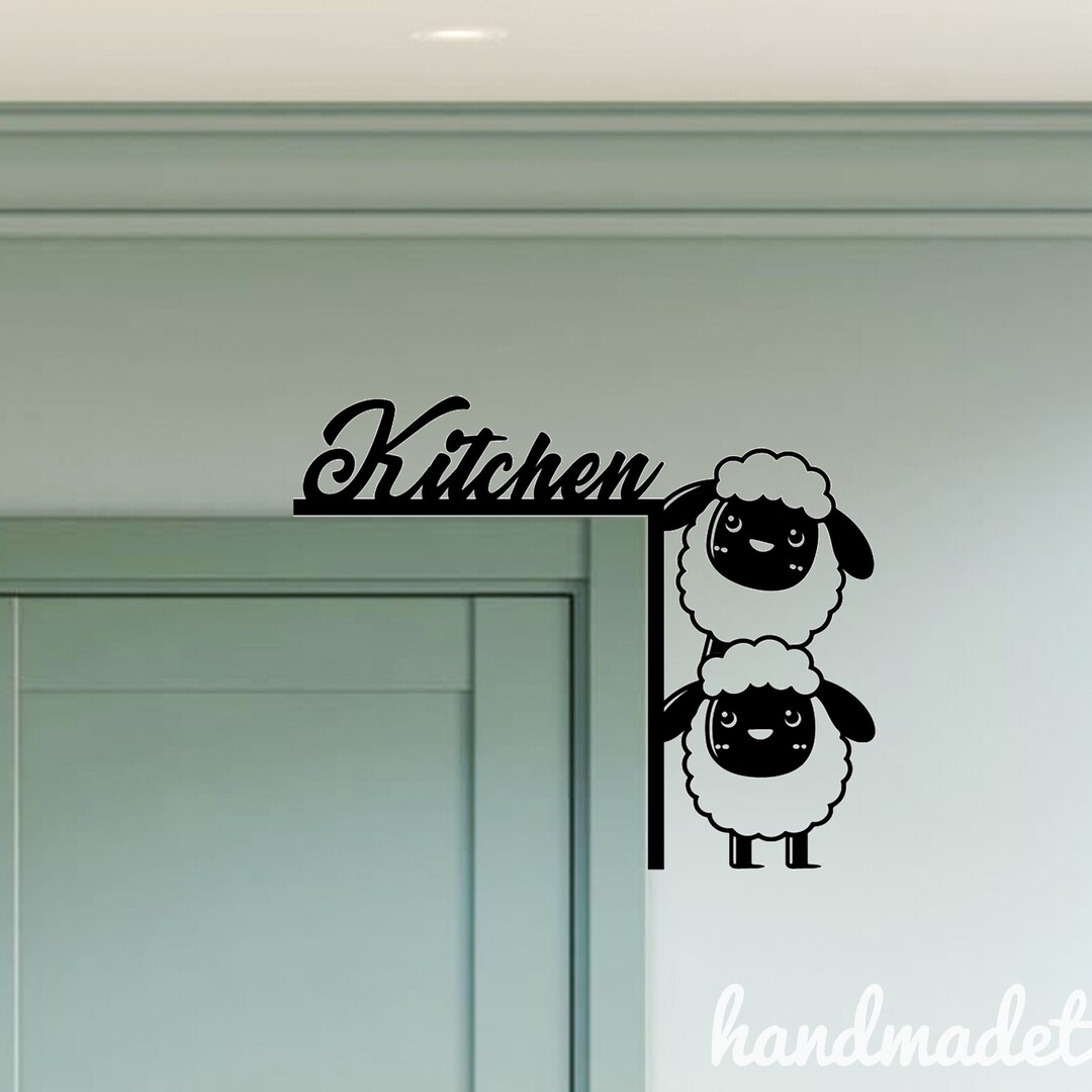 Personalized Kitchen Door Corner Sign, Sheep Metal Door Topper, Custom ...