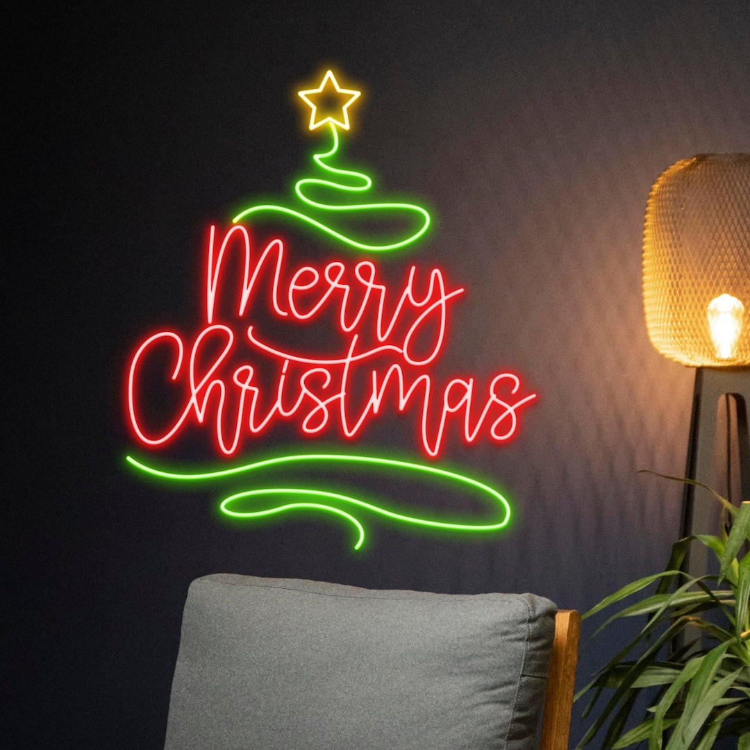 Custom Merry Christmas Neon Sign, Merry Christmas Tree Led Sign, Happy ...