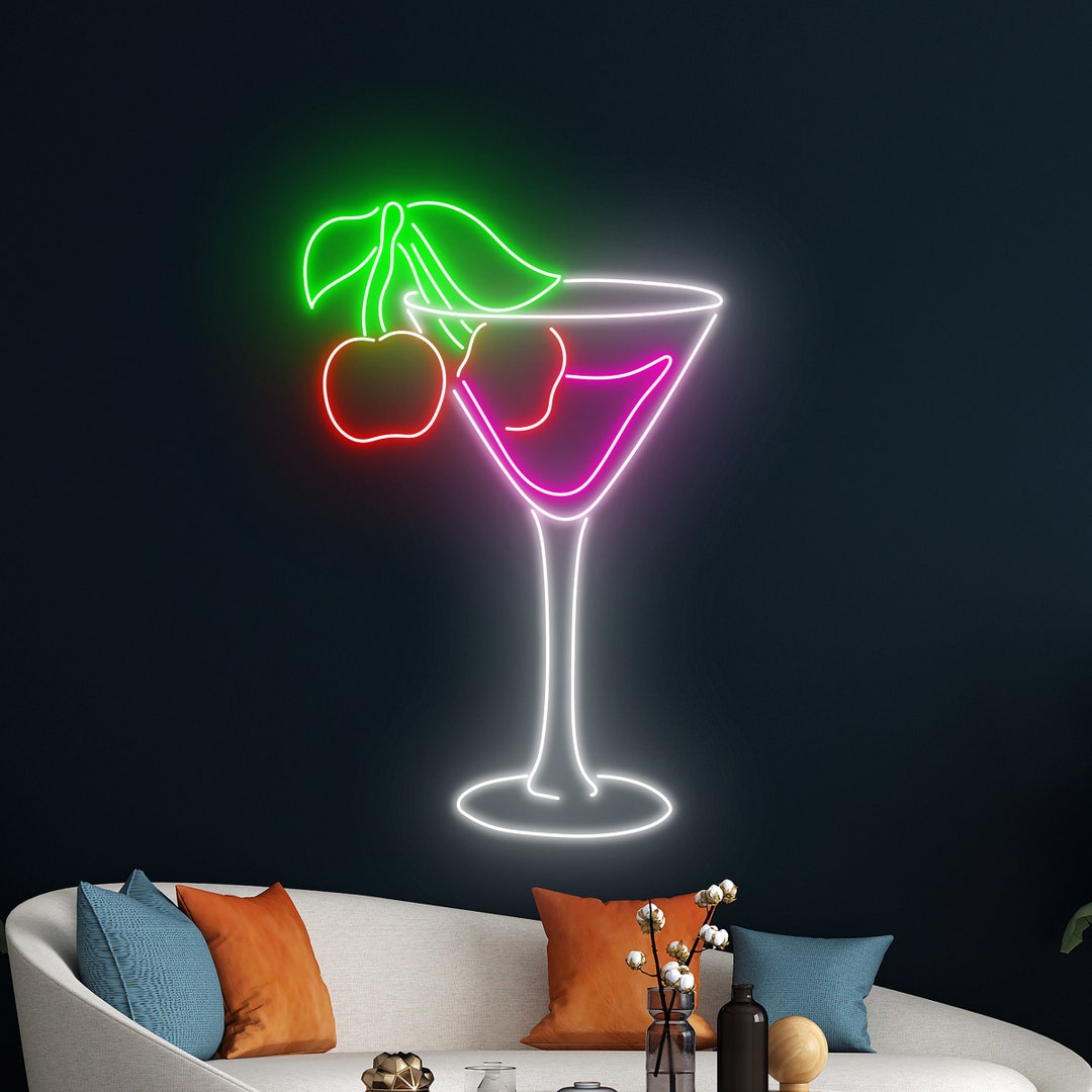 Cherry Martini Led Sign, Martini Neon Light, Cherry Martini Cocktail ...