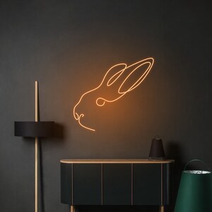Rabbit LED Neon Sign, Cute Bunny Neon Sign, 3D Bunny Neon Led Light ...