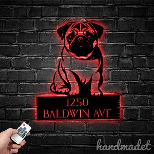 Personalized Pug Dog House Number, Pet Home Number Metal Wall Sign ...