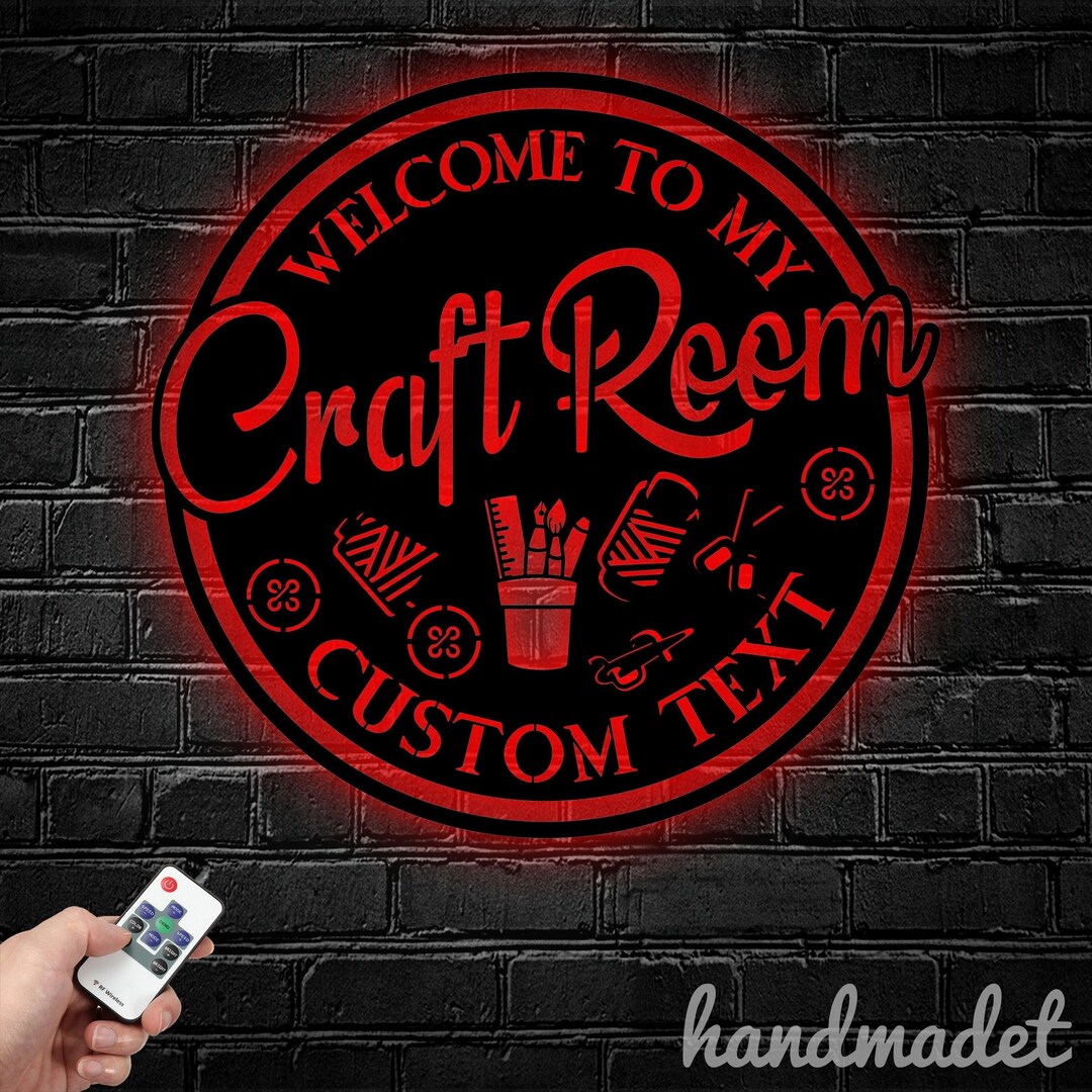Custom Craft Room Metal Wall Art LED Light, Craft Room Metal Sign ...