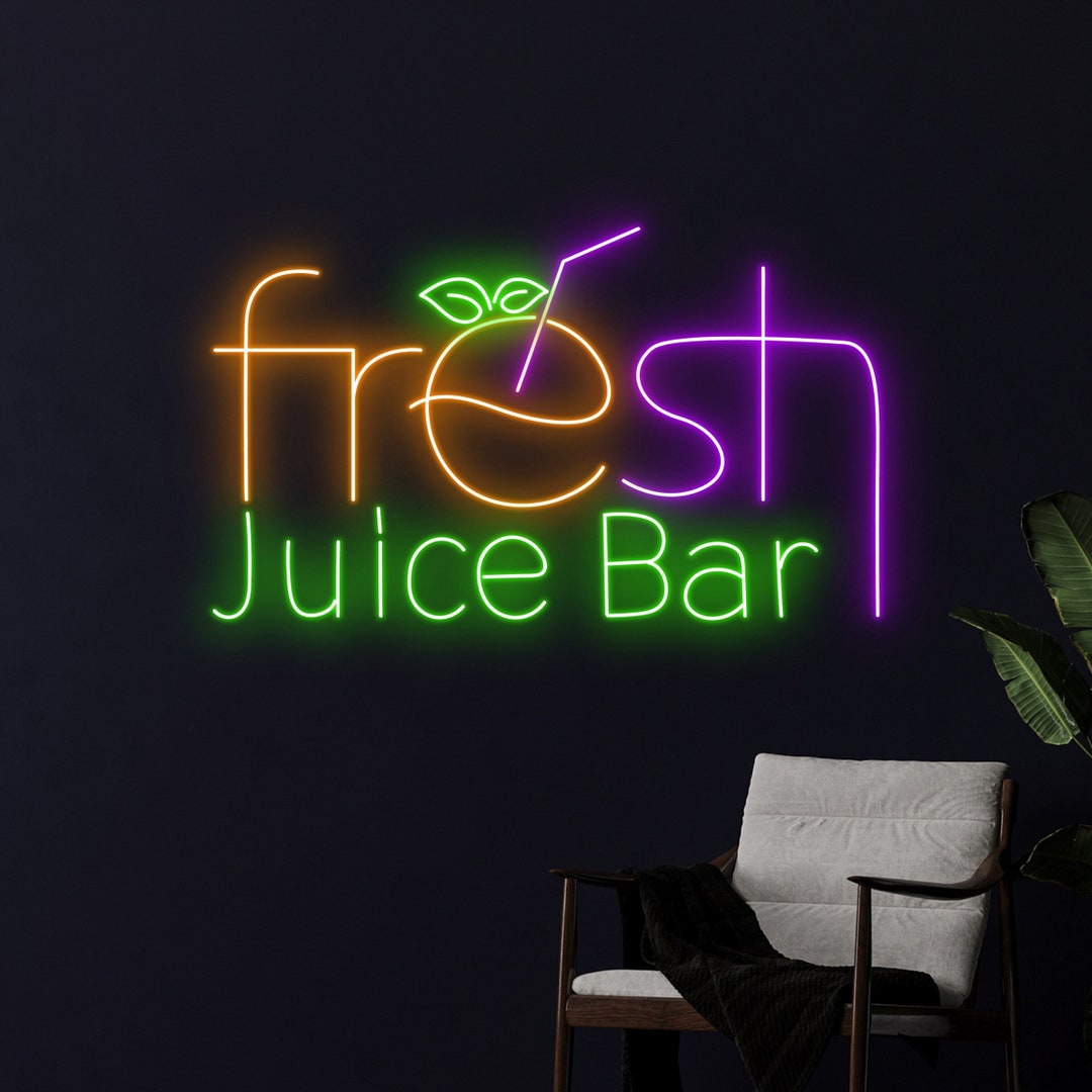 Fresh Juice Bar Neon Sign, Juice Bar LED Light, Juice Neon Light, Bar ...