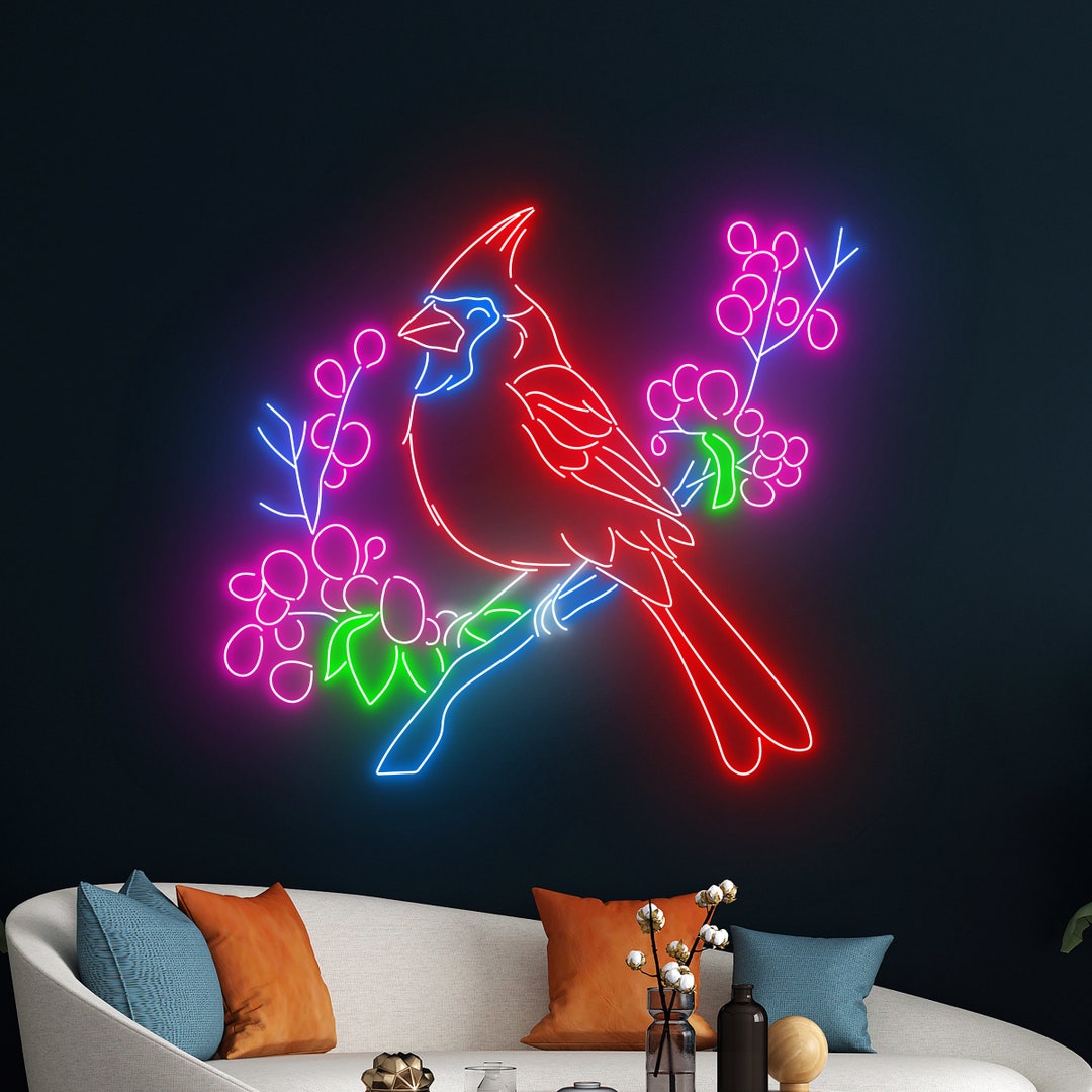 Cardinal Bird Neon Light, Cardinal Bird Led Light, Bird Led Sign ...