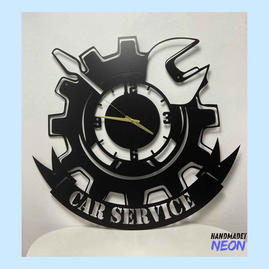 Custom Car Service Wall Clock Unique, Garage Year Date Round Wall Clock ...