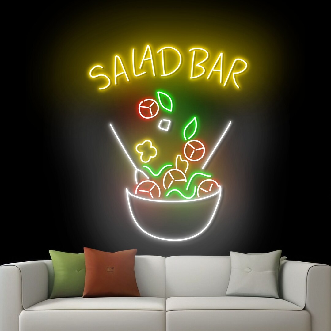 Salad Bar Neon Wall Sign, Salad Fruit Led Wall Light, Salad Food Led ...