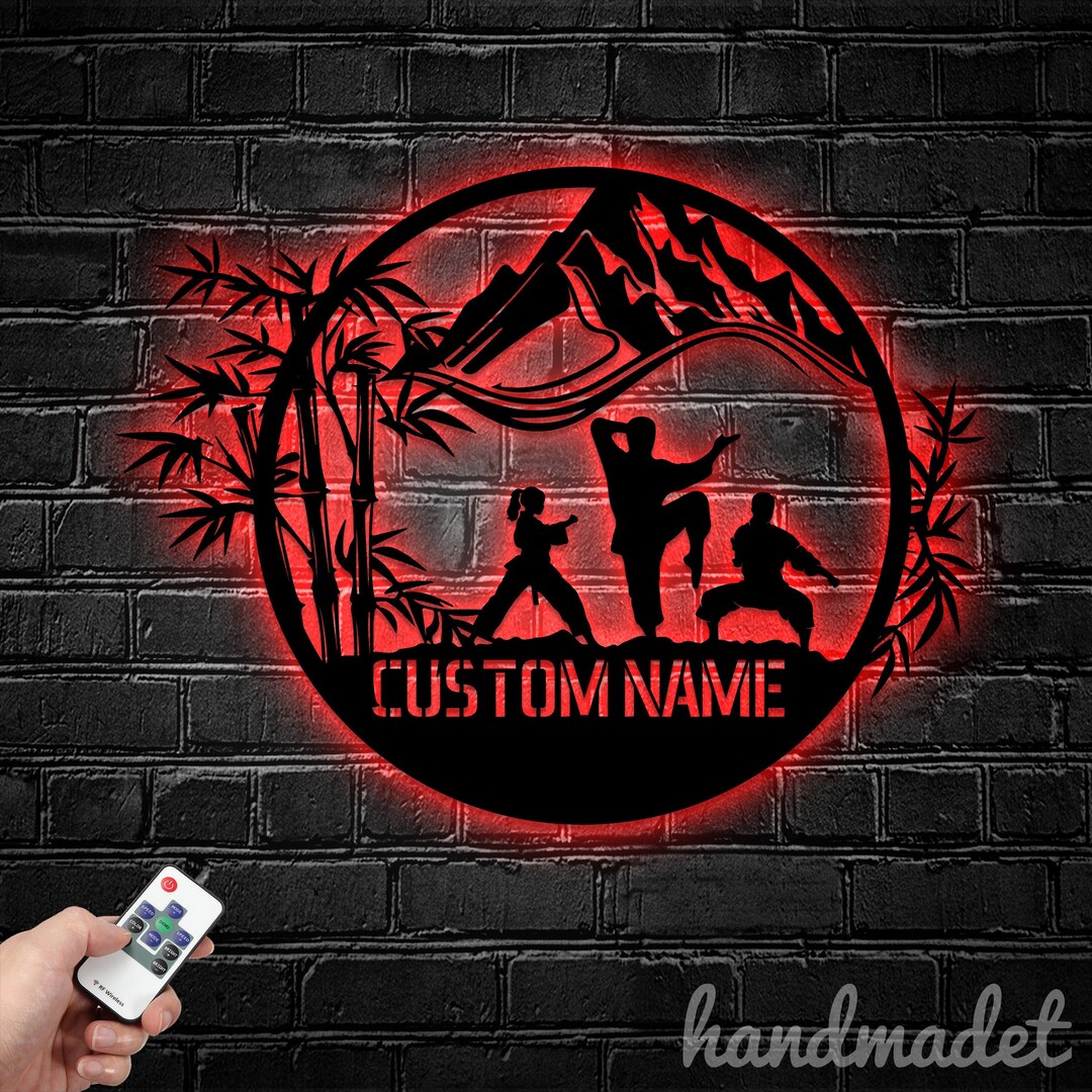 Personalized Karate Family Martial Arts Metal Wall Art LED Light ...