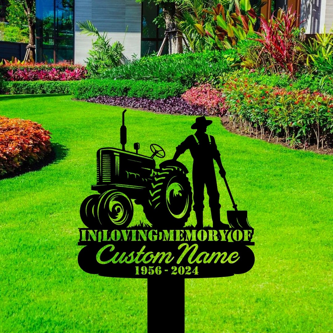 Custom Outdoor Farmer Tractor Farm Metal Sign With Stakes Personalized ...