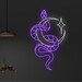 Custom Moon Snake Neon Sign, Snake Moon Led Sign, Snake Led Lights, Bar ...