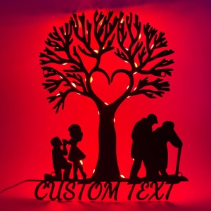 Personalized Tree of Love Metal Wall LED Light, Custom Tree of Life ...