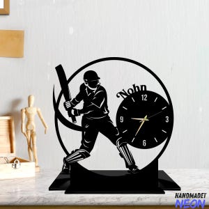 Custom Cricket Tabletop Metal Clock, Cricket Player Office Desktop ...