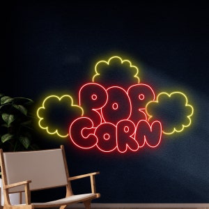 Popcorn Neon Sign, Popcorn Neon Light, Popcorn Led Light, Wall Art ...