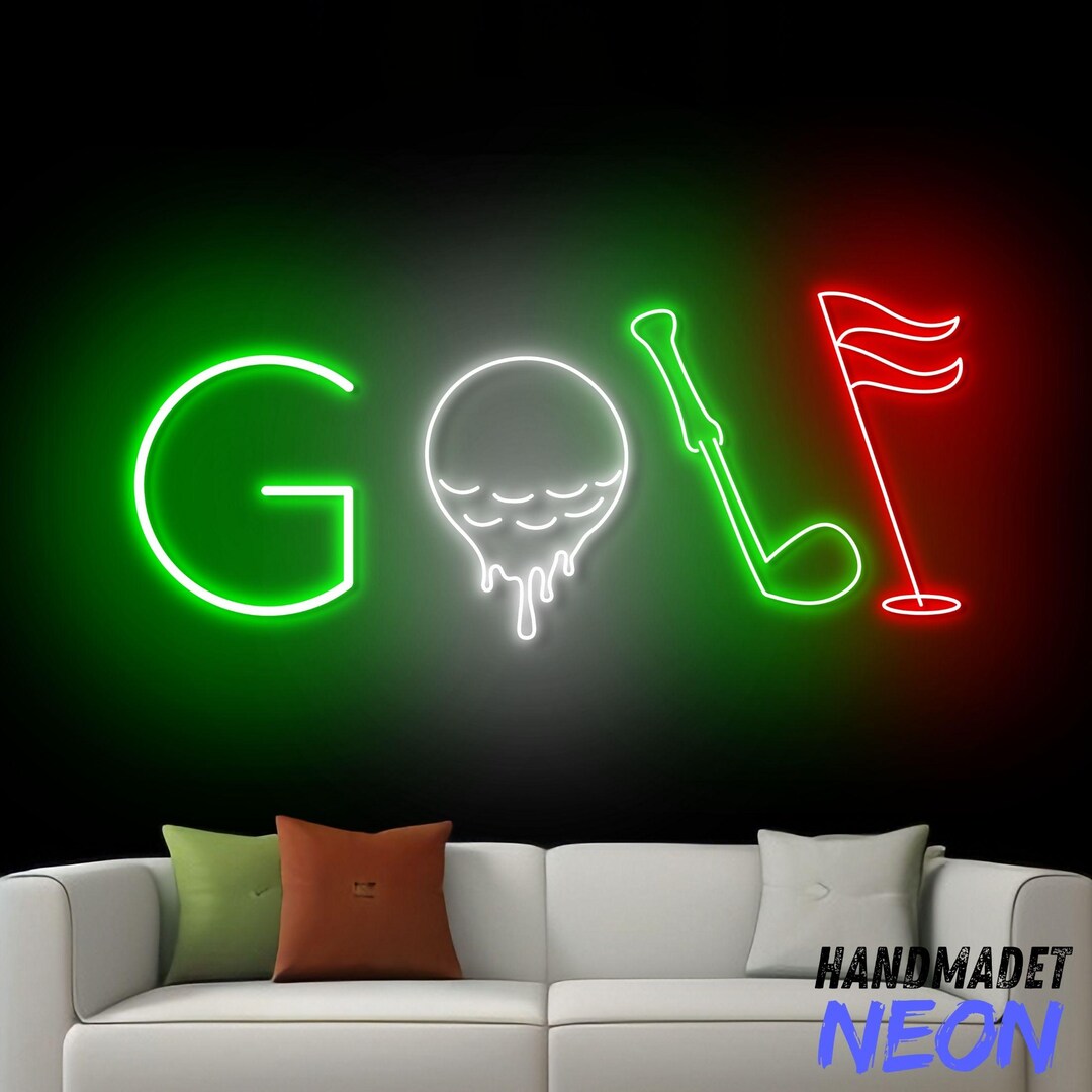 Golf Neon Sign, Golf Ball Led Sign, Golf Player Neon Light, Golfing Led ...
