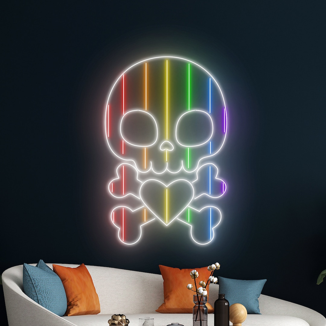 LGBT Skull Neon Sign, Gay Pride Led Sign, LGBT Neon Light, Rainbow ...