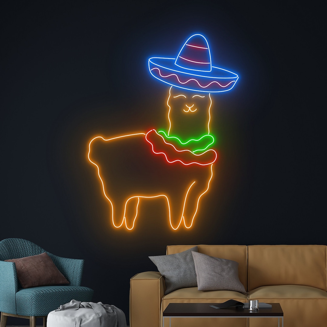 Fiesta Alpaca Neon Sign, Alpaca Led Sign, Alpaca Led Light, Fiesta Neon ...