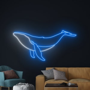 Whale Neon Sign, Cute Whale Neon Sign,whale Led Light, Custom Whale Led ...
