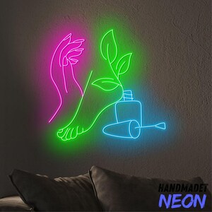 Nails Spa Neon Sign, Manicure & Pedicure Led Sign, Nails Salon Neon ...