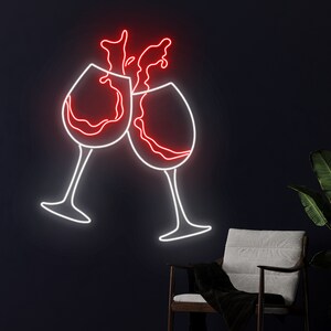 Wine Cheers Neon Light, Wine Neon Sign, Wine Glass Led Light, Drinking ...