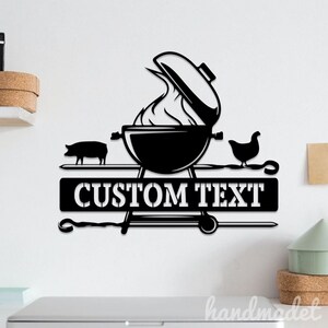 Custom BBQ Metal Wall Art LED Light - Personalized Barbecue Name Sign ...