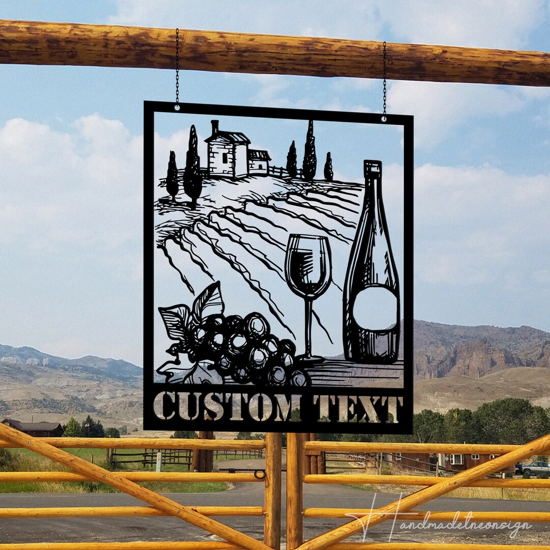 Custom Outdoor Vineyard Farm Metal Wall Art Hanging - Personalized ...