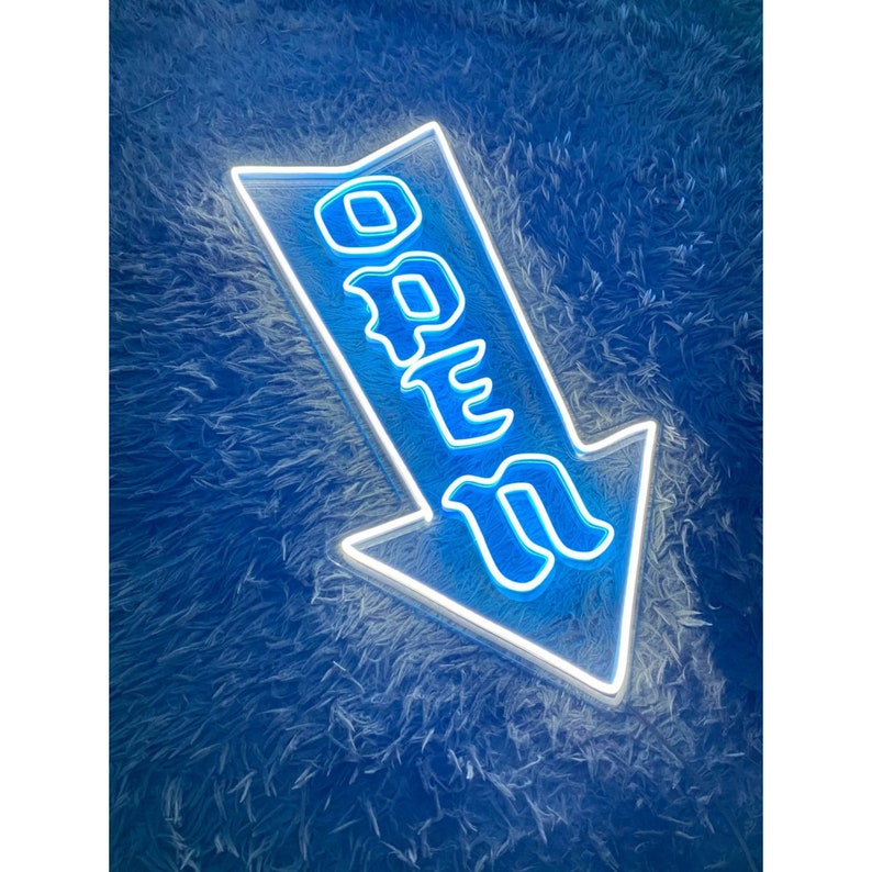 Custom Open Direction Arrow Down Neon Sign, Open Arrow Led Sign, Arrow ...