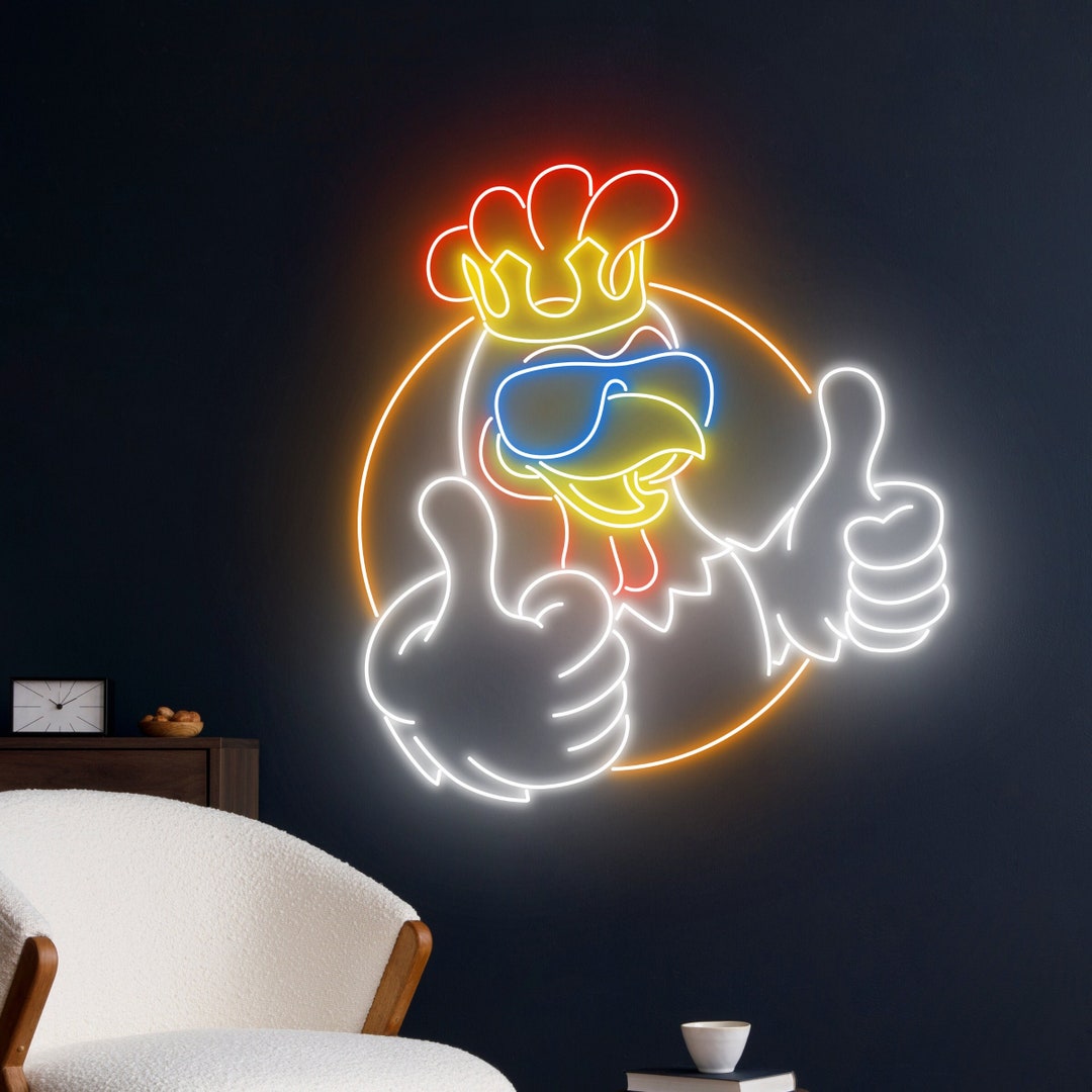 Rooster King Neon Light, Chicken King Crown Led Light, Rooster Led Sign ...