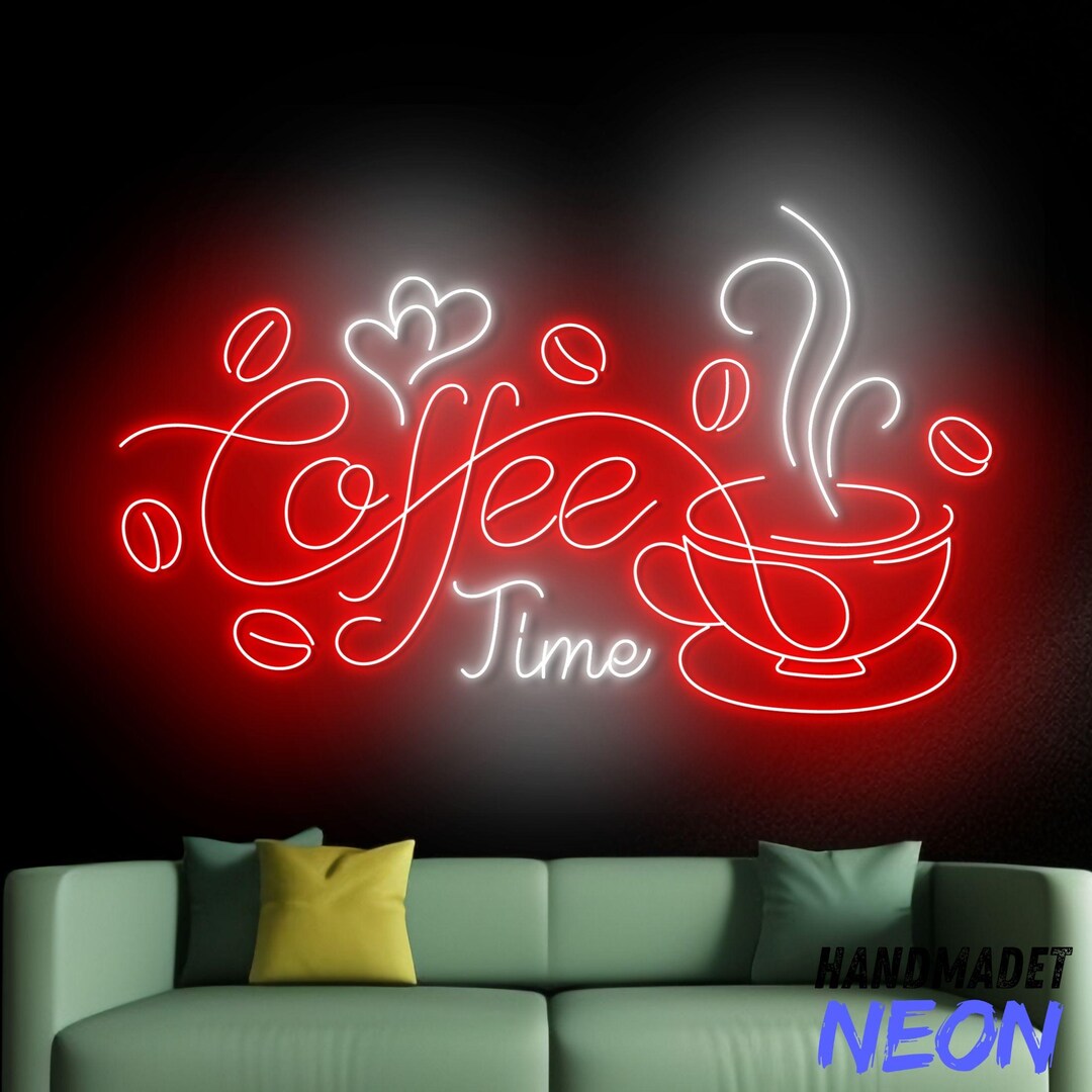 Coffee Time Neon Sign, Hot Coffee Led Sign, Coffee Cup Neon Light ...