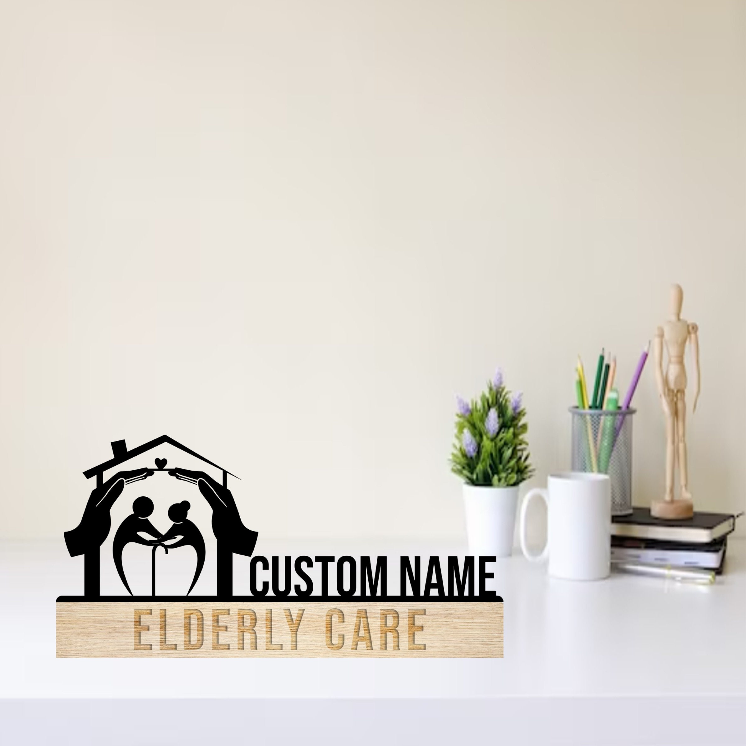 Custom Elderly Care Desk Name Plate, Elderly Care Metal Nameplate for ...