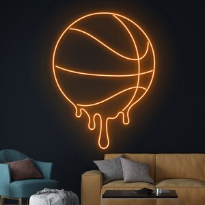 Basketball Ball Dripping Neon Sign, Basketball Neon Light, Basketball ...