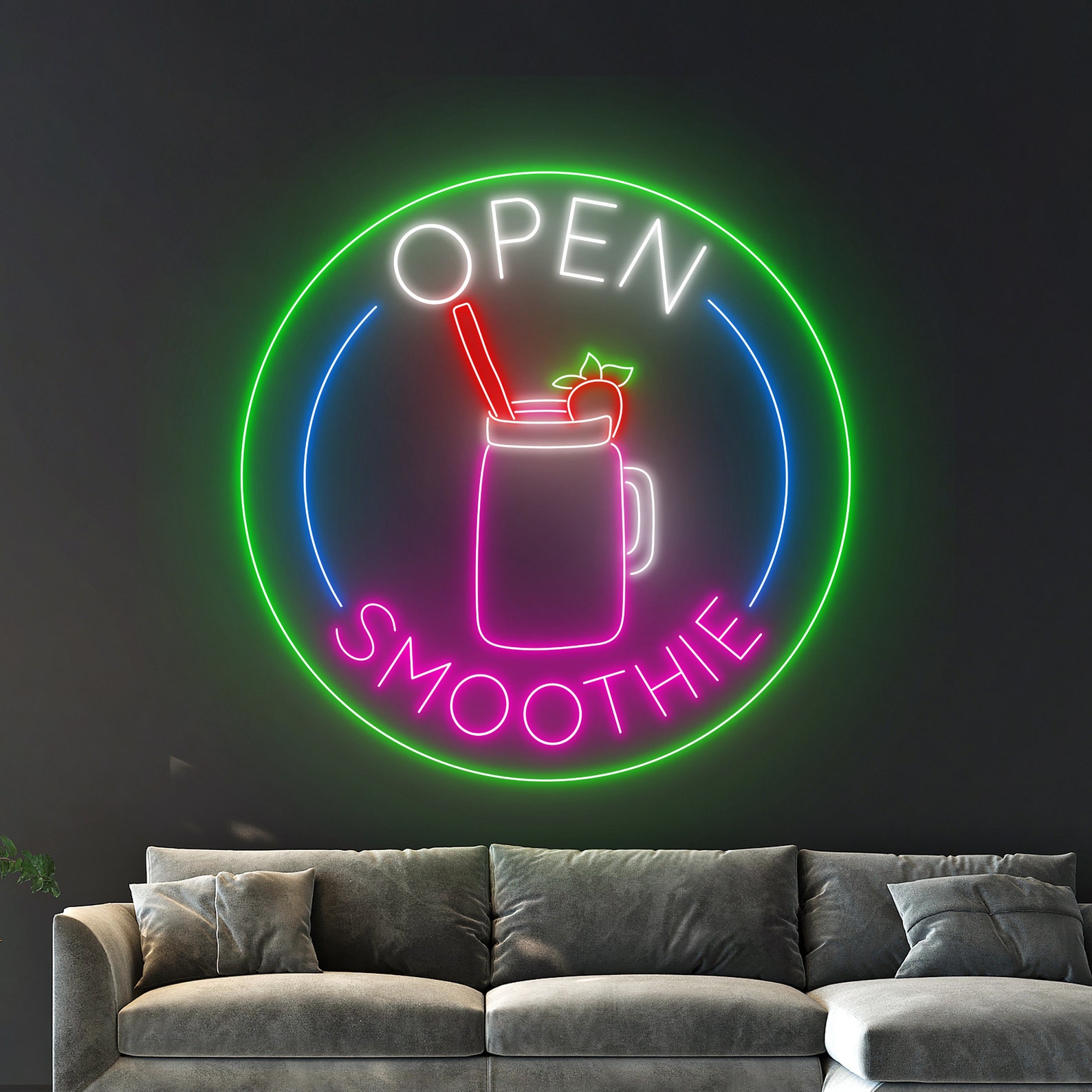 Open Smoothie Neon Sign, Smoothie LED Light, Smoothie Fruit Neon Light ...