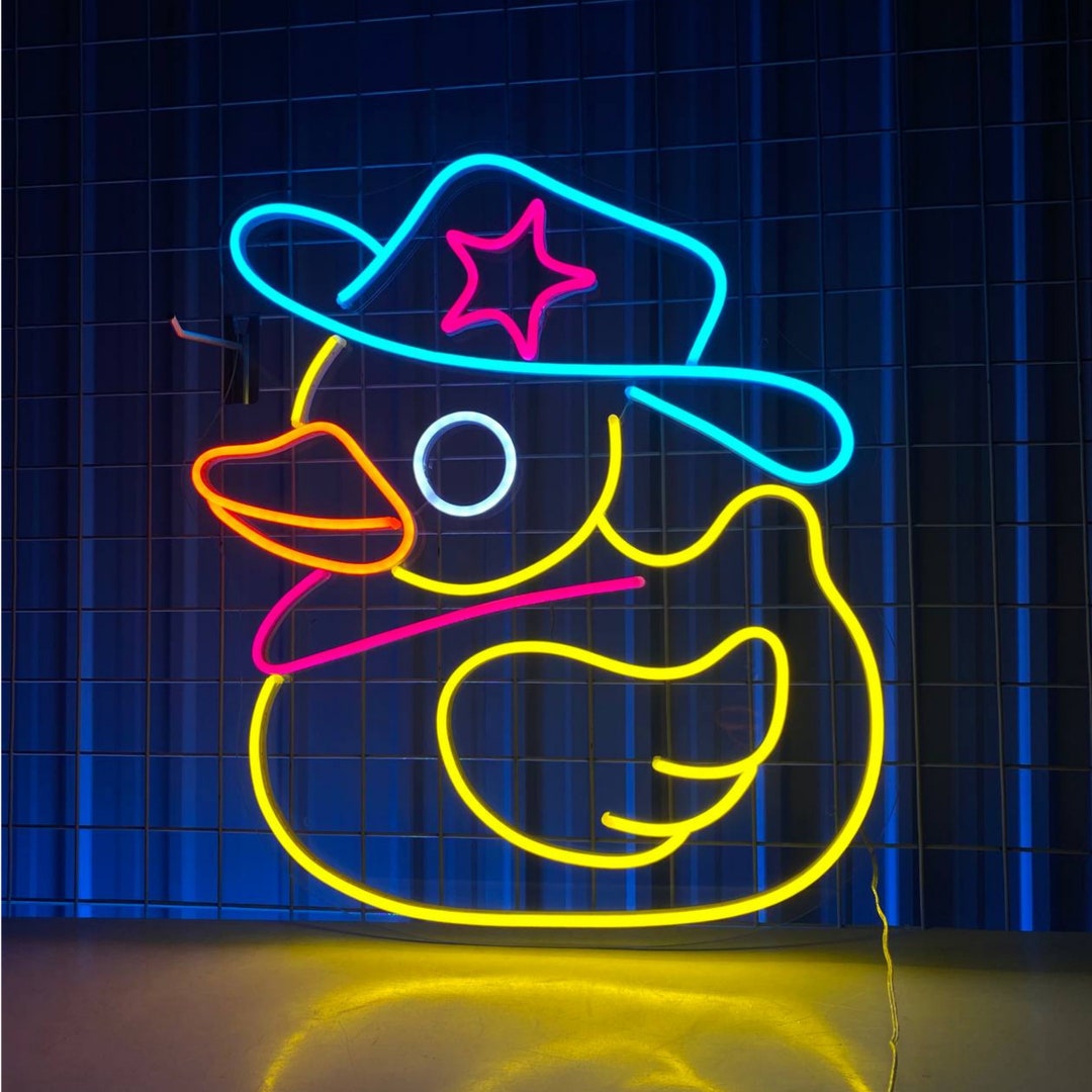 Cute Cowboy Duck Neon Sign, Cowboy Duck Led Sign, Duck Farm Wall Art ...