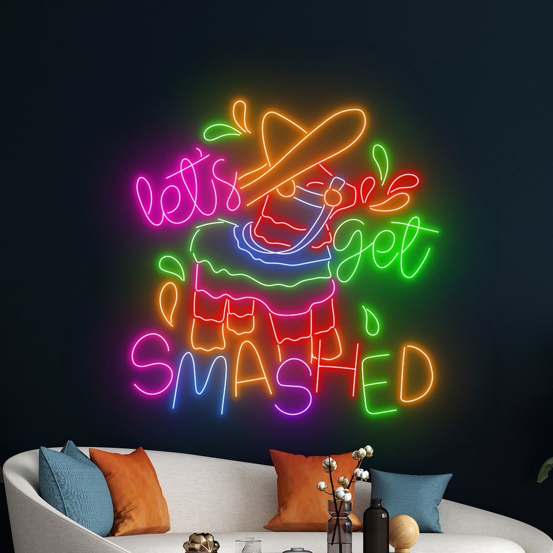 Let's Get Smashed Pinata Led Sign, Pinata Neon Sign, Pinata Neon Light ...