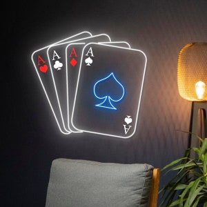 Poker Cards Neon Sign, Playing Cards Led Light, Cards Player Neon Light ...