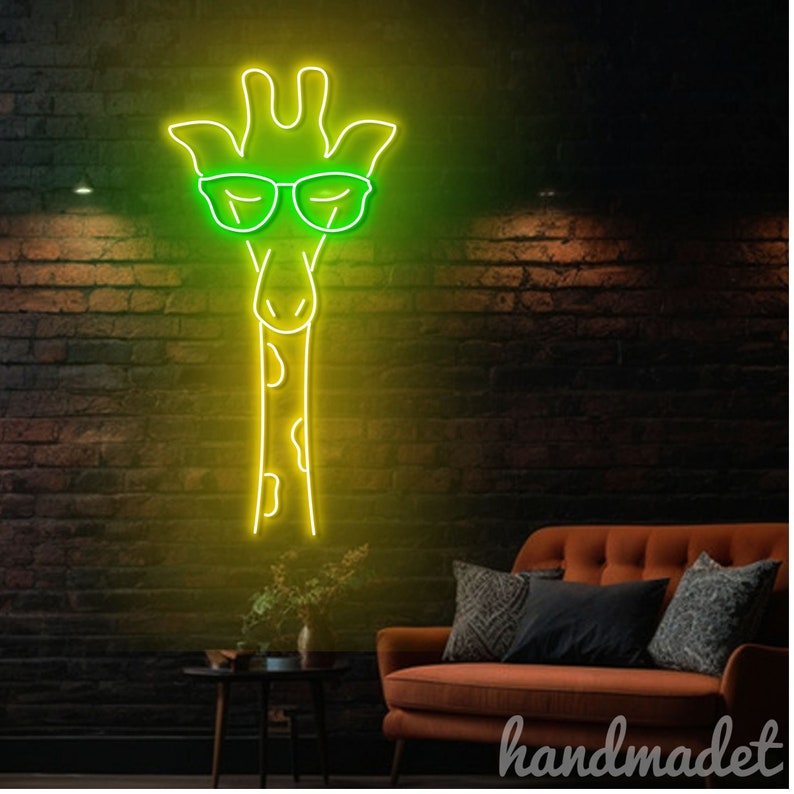 Giraffe With Sunglasses Neon Sign, Giraffe Led Sign, Funny Giraffe Neon ...