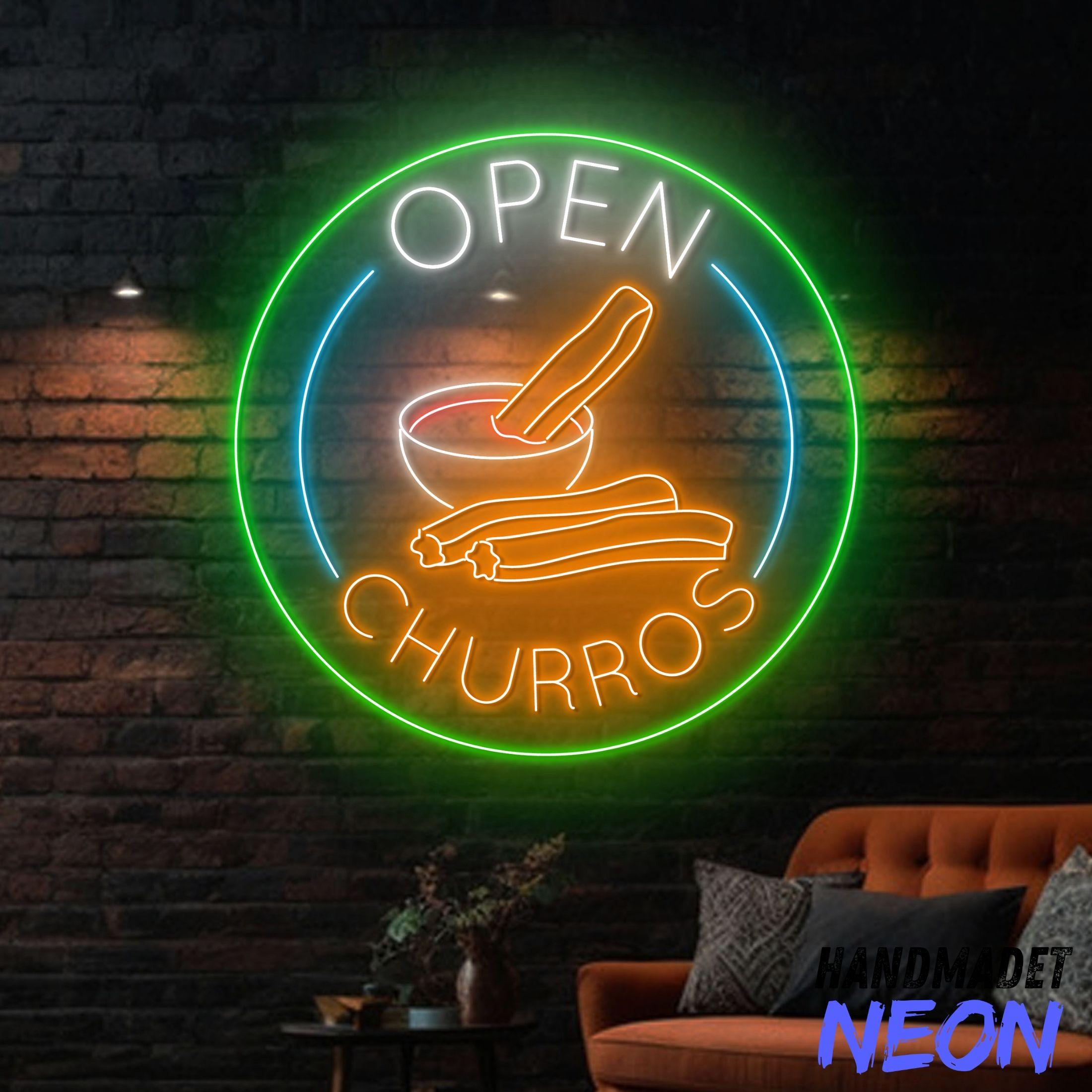 Churros Open Neon Sign, Churros Led Sign, Spain Churros Led Light ...